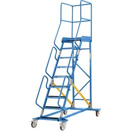eurokraft pro Mobile Podestleiter, Riefengummi-Stufeneinlage, 9 Stufen
