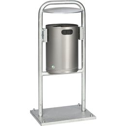 Var Außen-Abfallsammler, 30 l, Edelstahl, Volumen 30 l, BxT 490 x 400 mm, mit Rohrbogen und Dach