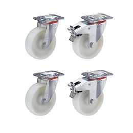 Wicke Polyamid-Rad, im Set, 2 Lenkrollen, 2 Lenkrollen mit Doppelstopp, Rollenlager, Rad-Ø x Breite 80 x 35 mm