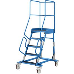 eurokraft pro Mobile Podestleiter, Riefengummi-Stufeneinlage, 5 Stufen