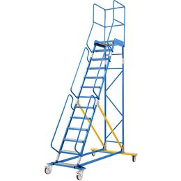 eurokraft pro Mobile Podestleiter, Alu-Stufeneinlagen, 13 Stufen