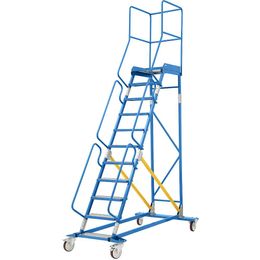 eurokraft pro Mobile Podestleiter, Alu-Stufeneinlagen, 11 Stufen