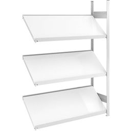 hofe Schrägboden-Regal, Regalhöhe 2000 mm, Bodenbreite 1300 mm, Anbauregal, lichtgrau RAL 7035