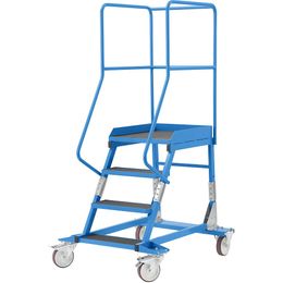 eurokraft pro Mobile Podestleiter, Riefengummi-Stufeneinlage, 4 Stufen
