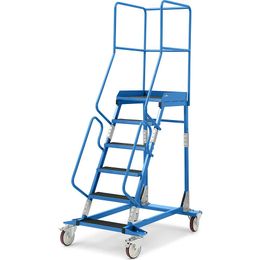 eurokraft pro Mobile Podestleiter, Riefengummi-Stufeneinlage, 6 Stufen