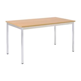 eurokraft basic Mehrzwecktisch, rechteckig, HxBxT 740 x 700 x 600 mm, Platte Buche-Dekor, Gestell verchromt