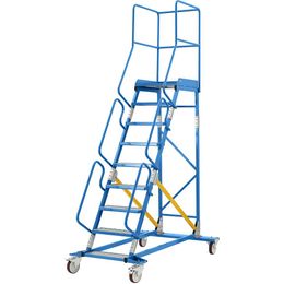 eurokraft pro Mobile Podestleiter, Alu-Stufeneinlagen, 9 Stufen
