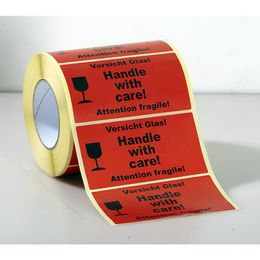 ratioform Warnetiketten, 1000 Stk je Rolle, Aufdruck ''Vorsicht Glas''