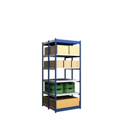 hofe Stabil-Steckregal, doppelseitig, Regalhöhe 2500 mm, blau/verzinkt, Bodenbreite 1025 mm, Grundregal, Breite x Tiefe 1025 x 500 mm