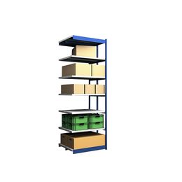 hofe Stabil-Steckregal, doppelseitig, Regalhöhe 3000 mm, blau/verzinkt, Bodenbreite 1025 mm, Anbauregal, Breite x Tiefe 1025 x 400 mm