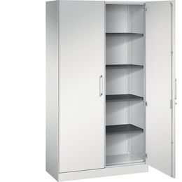 C+P Flügeltürenschrank ASISTO, Höhe 1980 mm, Breite 1000 mm, 4 Fachböden, lichtgrau/lichtgrau