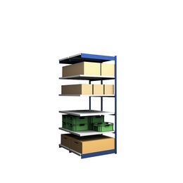 hofe Stabil-Steckregal, doppelseitig, Regalhöhe 2500 mm, blau/verzinkt, Bodenbreite 1025 mm, Anbauregal, Breite x Tiefe 1025 x 600 mm