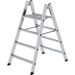 MUNK Alu-Klapptritt, beidseitig begehbar, 2 x 4 Stufen, alu-natur