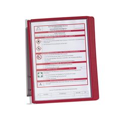 Durable Wandhalter-Komplett-Set, 5 Klarsichttafeln DIN A4, VE 2 Stk, Rahmen rot