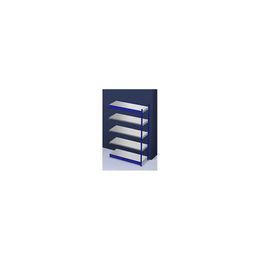 hofe Stabil-Steckregal, einseitig, Regalhöhe 2000 mm, blau/verzinkt, Bodenbreite 1325 mm, Anbauregal, Breite x Tiefe 1325 x 500 mm