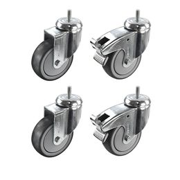 Proroll Gummireifen thermoplastisch, Set-Angebot, 4 x Lenkrollen, 2 x mit Doppelstopp, mit Gewindestift, Rad-&Oslash; x Breite 50 x 18 mm