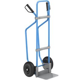 eurokraft pro Sackkarre mit Kufen, blau, Schaufel-BxT 280 x 250 mm, verzinkt, Luftbereifung, ab 5 Stk