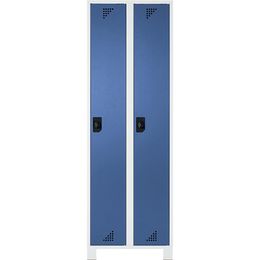 eurokraft pro Spind Bremen, 2 Abteile, lichtgrau / brillantblau, Breite 600 mm
