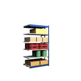 hofe Stabil-Steckregal, doppelseitig, Regalhöhe 2500 mm, blau/verzinkt, Bodenbreite 1325 mm, Anbauregal, Breite x Tiefe 1325 x 400 mm
