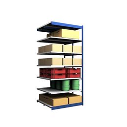 hofe Stabil-Steckregal, doppelseitig, Regalhöhe 3000 mm, blau/verzinkt, Bodenbreite 1325 mm, Anbauregal, Breite x Tiefe 1325 x 600 mm