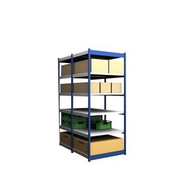 hofe Stabil-Steckregal, doppelseitig, Regalhöhe 2500 mm, blau/verzinkt, Bodenbreite 1025 mm, Grundregal, Breite x Tiefe 1025 x 800 mm