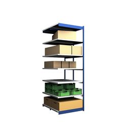hofe Stabil-Steckregal, doppelseitig, Regalhöhe 3000 mm, blau/verzinkt, Bodenbreite 1025 mm, Anbauregal, Breite x Tiefe 1025 x 600 mm