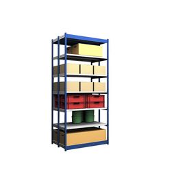hofe Stabil-Steckregal, doppelseitig, Regalhöhe 3000 mm, blau/verzinkt, Bodenbreite 1325 mm, Grundregal, Breite x Tiefe 1325 x 400 mm