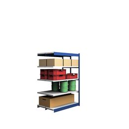 hofe Stabil-Steckregal, doppelseitig, Regalhöhe 2000 mm, blau/verzinkt, Bodenbreite 1325 mm, Anbauregal, Breite x Tiefe 1325 x 400 mm