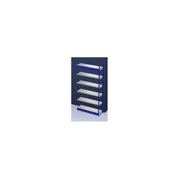 hofe Stabil-Steckregal, einseitig, Regalhöhe 2500 mm, blau/verzinkt, Bodenbreite 1325 mm, Anbauregal, Breite x Tiefe 1325 x 400 mm
