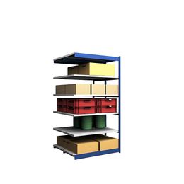 hofe Stabil-Steckregal, doppelseitig, Regalhöhe 2500 mm, blau/verzinkt, Bodenbreite 1325 mm, Anbauregal, Breite x Tiefe 1325 x 600 mm