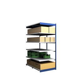 hofe Stabil-Steckregal, doppelseitig, Regalhöhe 2500 mm, blau/verzinkt, Bodenbreite 1025 mm, Anbauregal, Breite x Tiefe 1025 x 800 mm