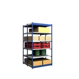 hofe Stabil-Steckregal, doppelseitig, Regalhöhe 2500 mm, blau/verzinkt, Bodenbreite 1325 mm, Grundregal, Breite x Tiefe 1325 x 600 mm
