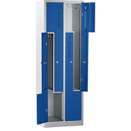 eurokraft basic Z-Spind Amsterdam, 2 Abteile, lichtgrau / enzianblau, Breite 590 mm