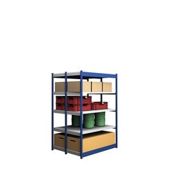 hofe Stabil-Steckregal, doppelseitig, Regalhöhe 2000 mm, blau/verzinkt, Bodenbreite 1325 mm, Grundregal, Breite x Tiefe 1325 x 500 mm