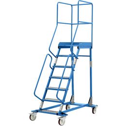 eurokraft pro Mobile Podestleiter, Alu-Stufeneinlagen, 7 Stufen
