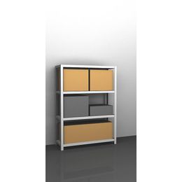 eurokraft pro Schwerlast-Schraubregal, lichtgrau RAL 7035, Regalhöhe 1500 mm, Grundregal, Breite x Tiefe 1300 x 400 mm