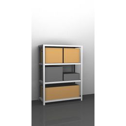 eurokraft pro Schwerlast-Schraubregal, lichtgrau RAL 7035, Regalhöhe 1500 mm, Grundregal, Breite x Tiefe 1300 x 500 mm