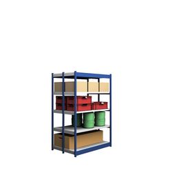 hofe Stabil-Steckregal, doppelseitig, Regalhöhe 2000 mm, blau/verzinkt, Bodenbreite 1325 mm, Grundregal, Breite x Tiefe 1325 x 400 mm