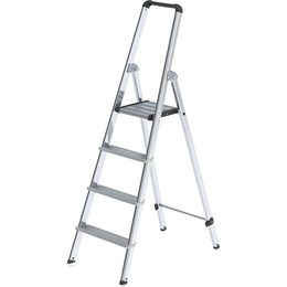 MUNK Alu-Stufenstehleiter, einseitig begehbar, mit ergonomisch geformtem Holm und Ablageschale, 4 Stufen
