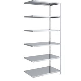 eurokraft pro Lager-Schraubregal, verzinkt, mittelschwer, Regalhöhe 2500 mm, Bodenbreite 1000 mm, Tiefe 800 mm, Anbauregal
