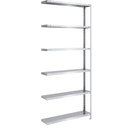 eurokraft pro Lager-Schraubregal, verzinkt, mittelschwer, Regalhöhe 2500 mm, Bodenbreite 1000 mm, Tiefe 300 mm, Anbauregal