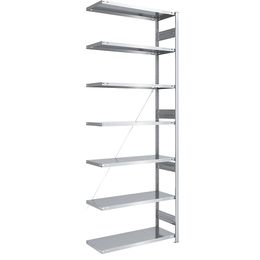 eurokraft pro Schwerlast-Steckregal, verzinkt, Regalhöhe 3000 mm, Anbauregal, BxT 1000 x 500 mm