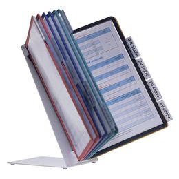Durable Tischständer-Komplett-Set, Ständer in L-Form aus Stahlblech, mit 10 Sichttafeln farbig sortiert, inklusive Aufsteckreiter 58 mm lang