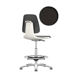 bimos Arbeitsdrehstuhl LABSIT, mit Bodengleitern und Fußring, Sitz mit Stoffbezug, weiß