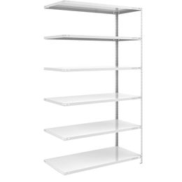 eurokraft pro Schraubregal, Bauart leicht, kunststoffbeschichtet, Regalhöhe 2500 mm, Bodenbreite 1300 mm, Tiefe 800 mm, Anbauregal