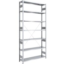 eurokraft pro Schwerlast-Steckregal, verzinkt, Regalhöhe 3000 mm, Grundregal, BxT 1300 x 400 mm