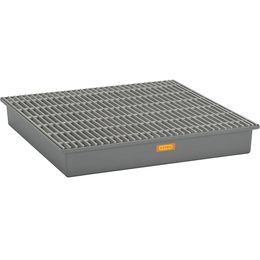 CEMO GFK-Boden-Auffangwanne, 4 x 200-l-Fass, ohne Zulassung, mit GFK-Gitterrost