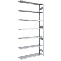 eurokraft pro Schwerlast-Steckregal, verzinkt, Regalhöhe 3000 mm, Anbauregal, BxT 1300 x 400 mm