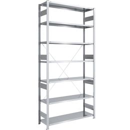 eurokraft pro Schwerlast-Steckregal, verzinkt, Regalhöhe 3000 mm, Grundregal, BxT 1300 x 500 mm