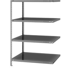 eurokraft pro Lager-Schraubregal, verzinkt, mittelschwer, Regalhöhe 1500 mm, Bodenbreite 1000 mm, Tiefe 800 mm, Anbauregal
